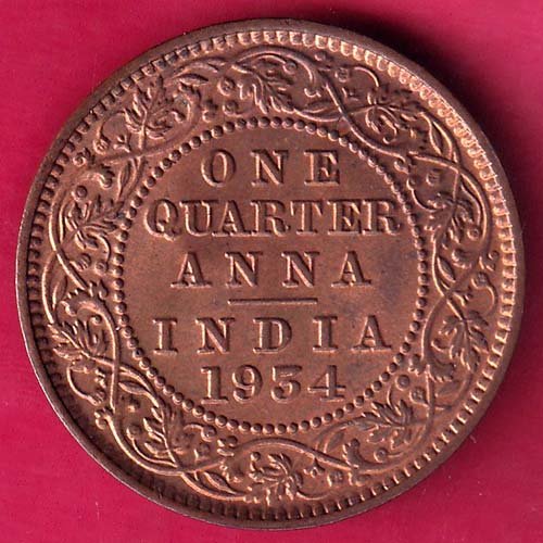British India 1934 George v one quarter anna copper coin – FB8993 ...